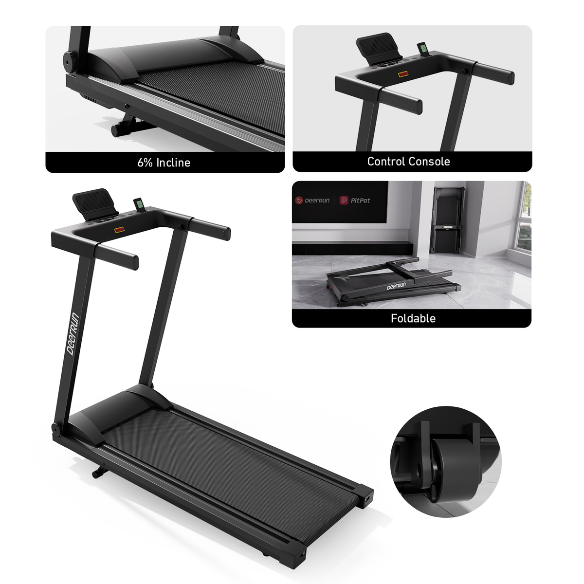 DeerRun All-New 2026 A1 Pro Move+ Smart Foldable Treadmill with 6% Inc