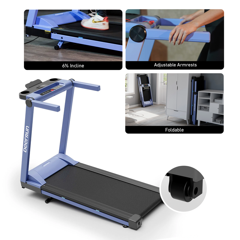 DeerRun A1 Pro Folding Smart Treadmill with 6% Incline 10 MPH, 350 lbs