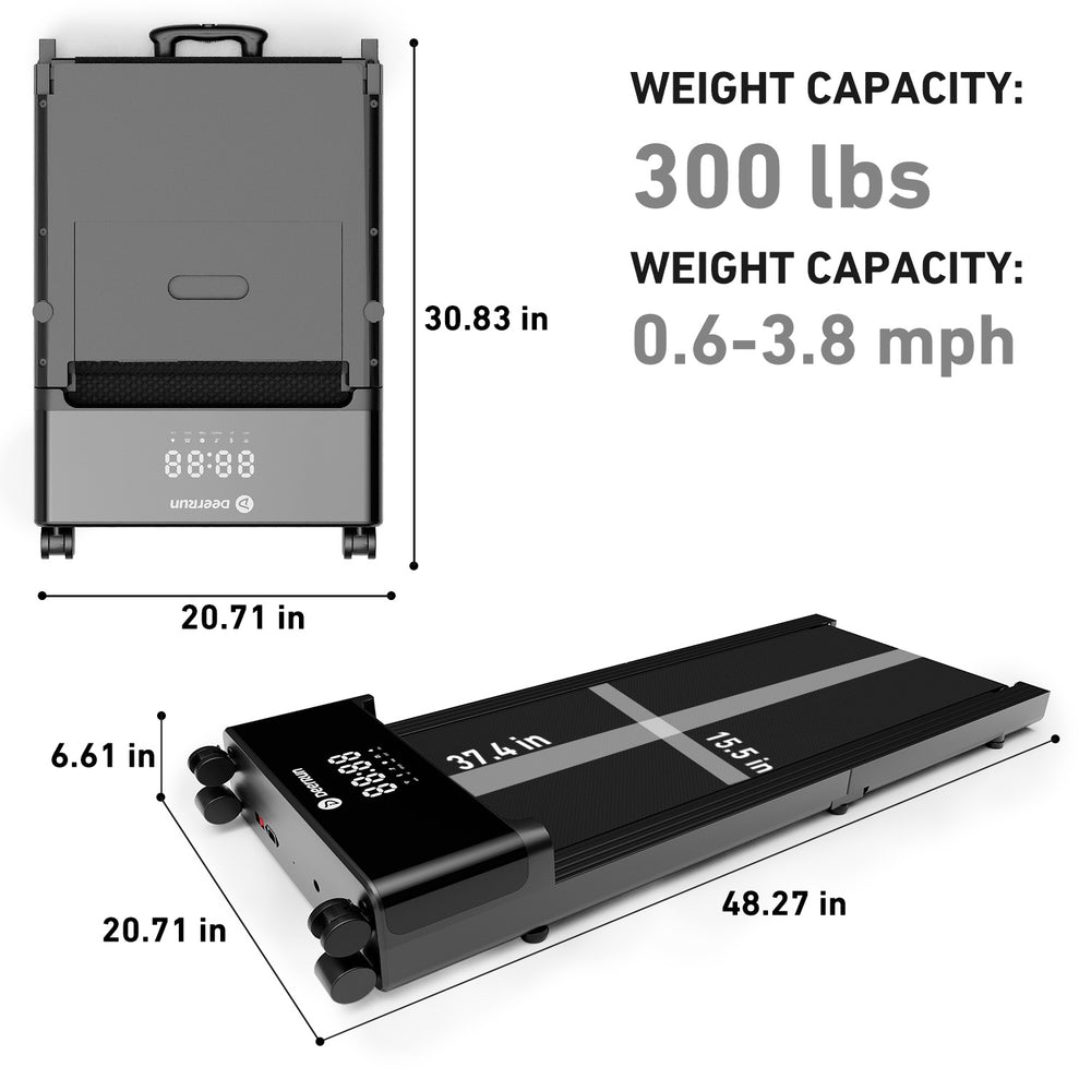 DeerRun Z20 Foldable Walking Pad Treadmill – Ultra Compact with LED Di
