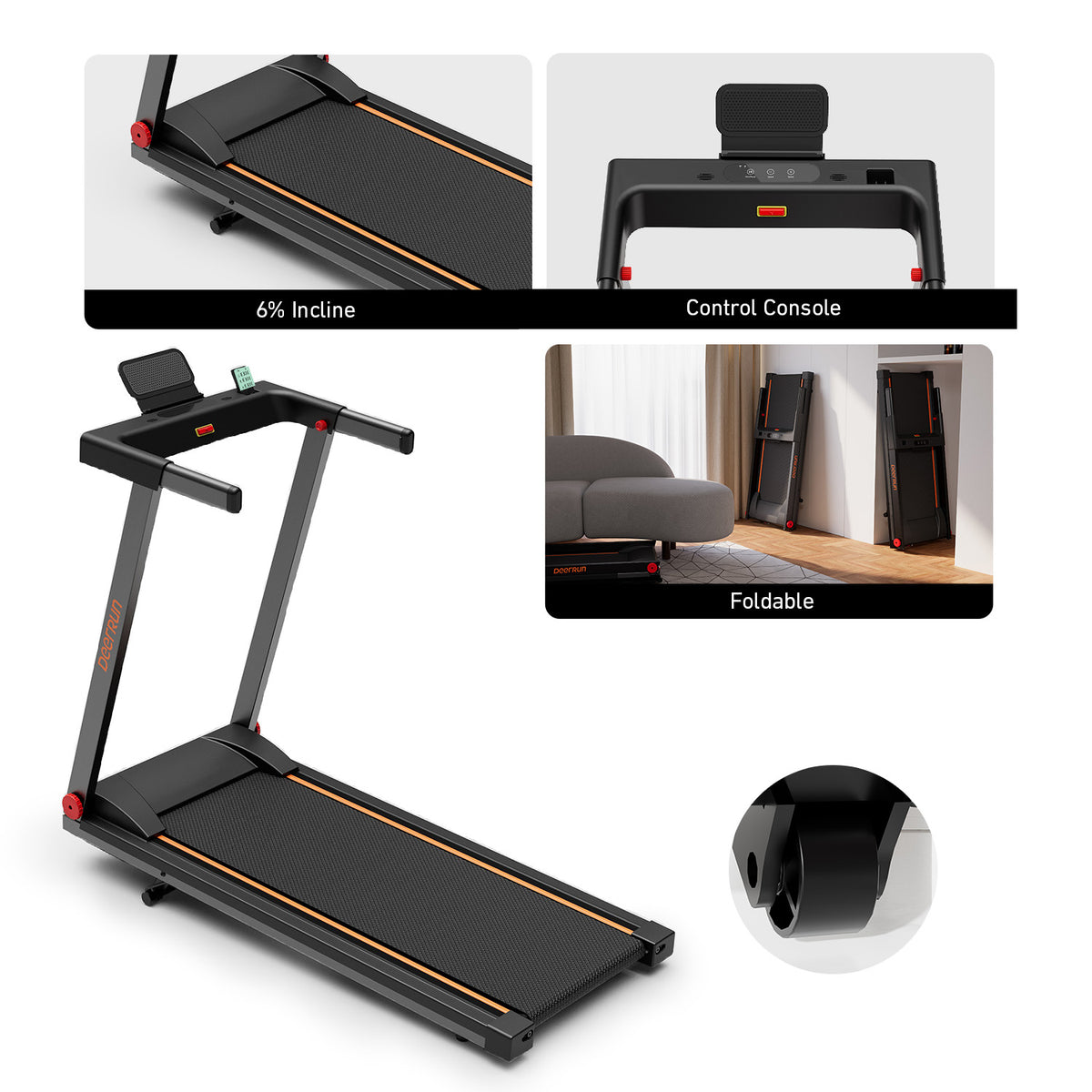 DeerRun A1 Pro Move+ Smart Foldable Treadmill with 6% Incline & NFC
