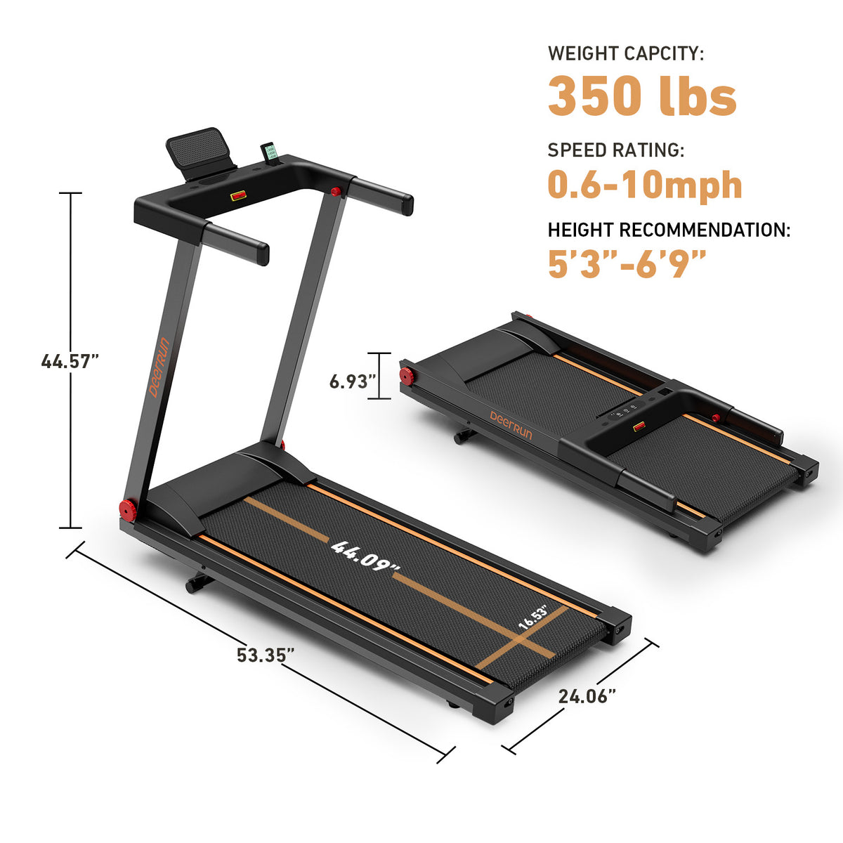 DeerRun A1 Pro Move+ Smart Foldable Treadmill with 6% Incline & NFC